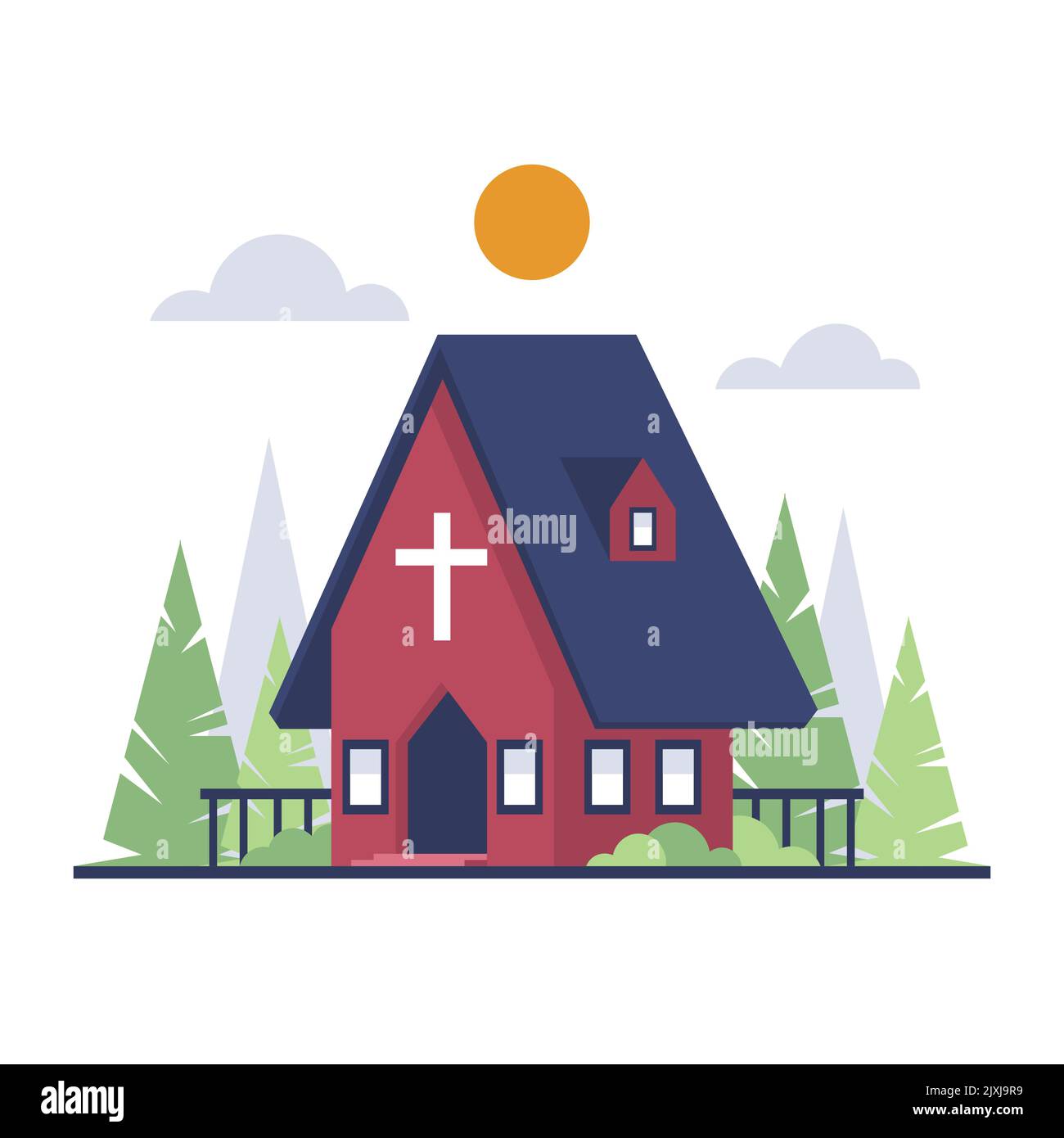 Flat design church building Vector illustration Stock Vector Image ...