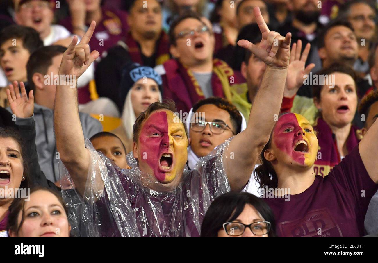 Queensland fans are seen during Game 3 of the 2018 State of Origin ...