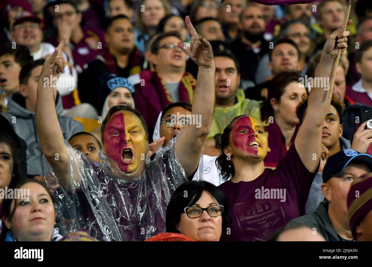 Queensland fans are seen during Game 3 of the 2018 State of Origin ...
