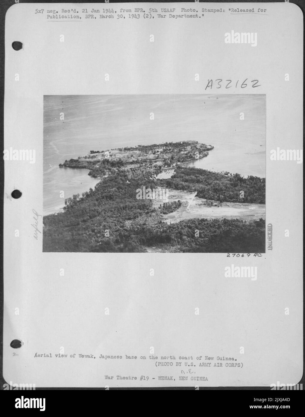 Aerial view of Wewak, Japaneseanese base on the north coast of New ...