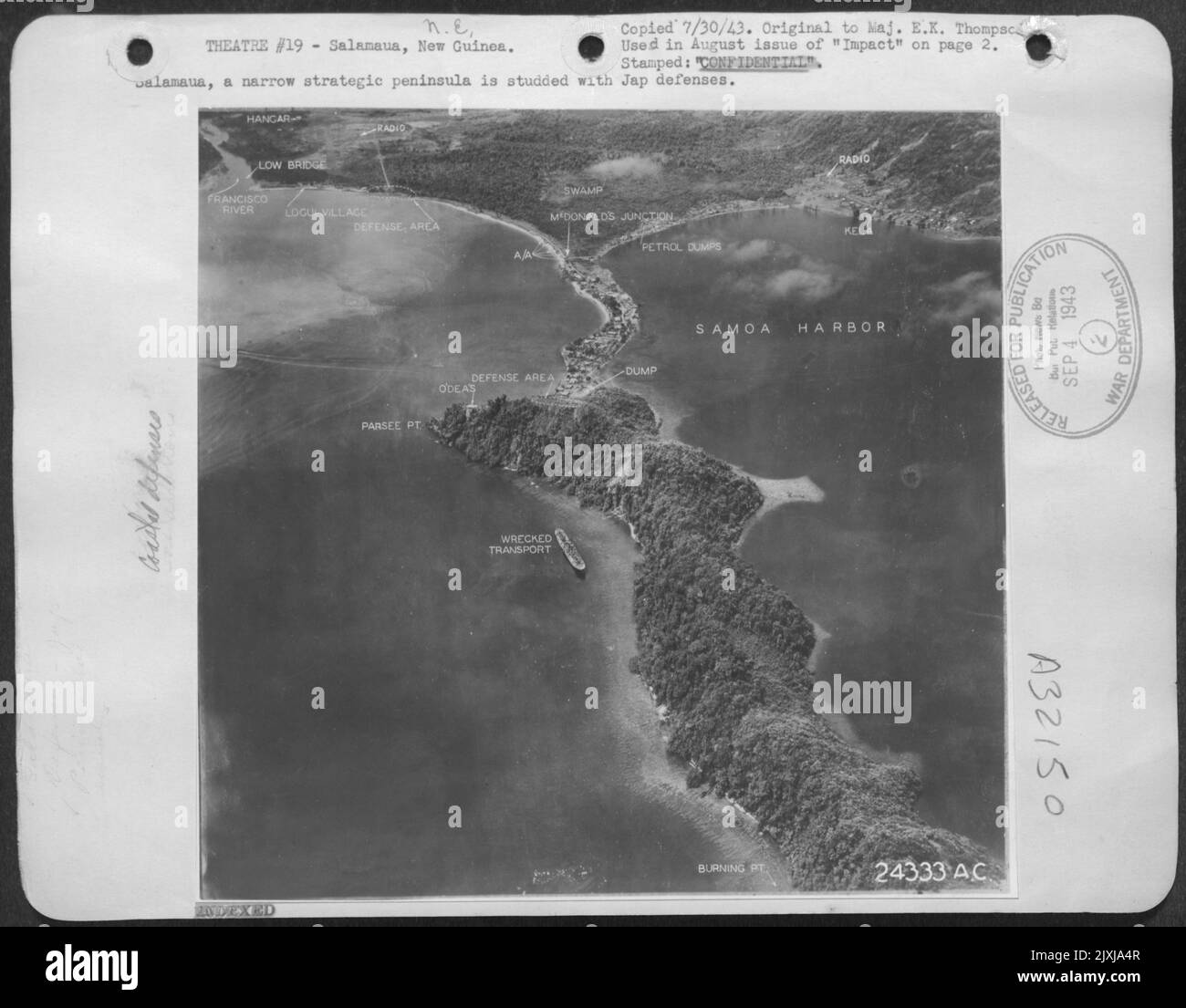 Salamaua, a narrow strategic peninsula is studded with Japanese ...