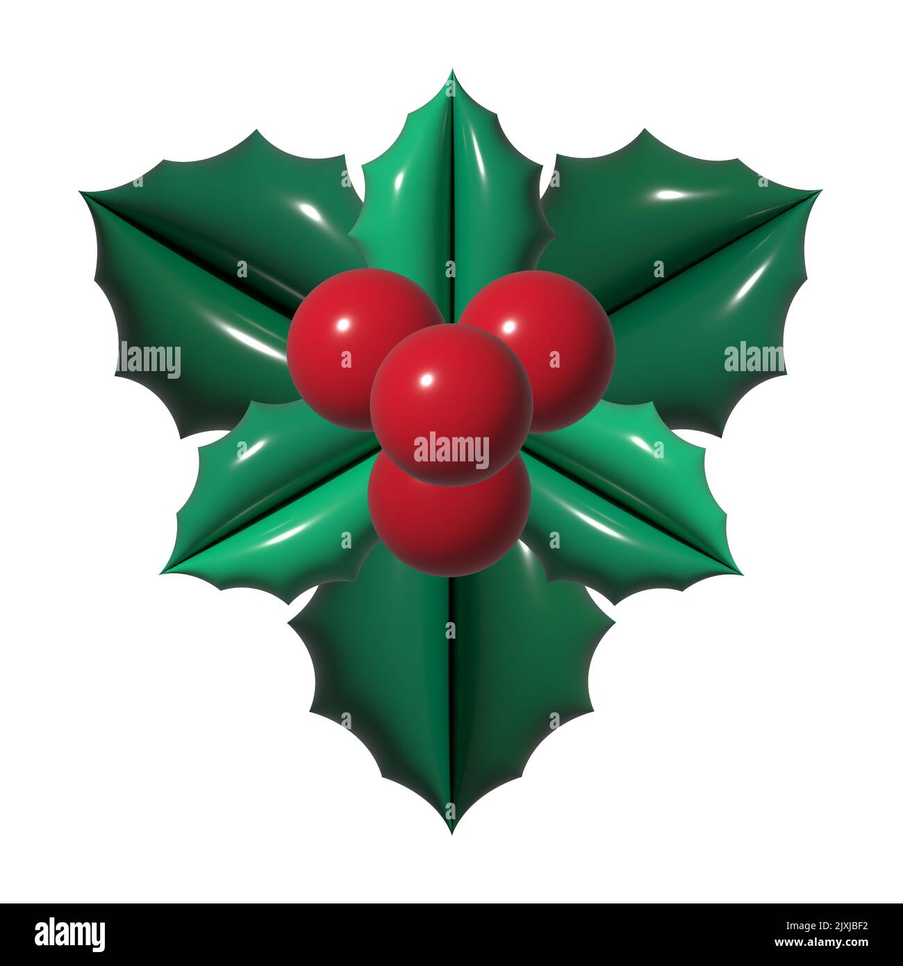 3d realistic green branch of a mistletoe with leaves and red berries ...