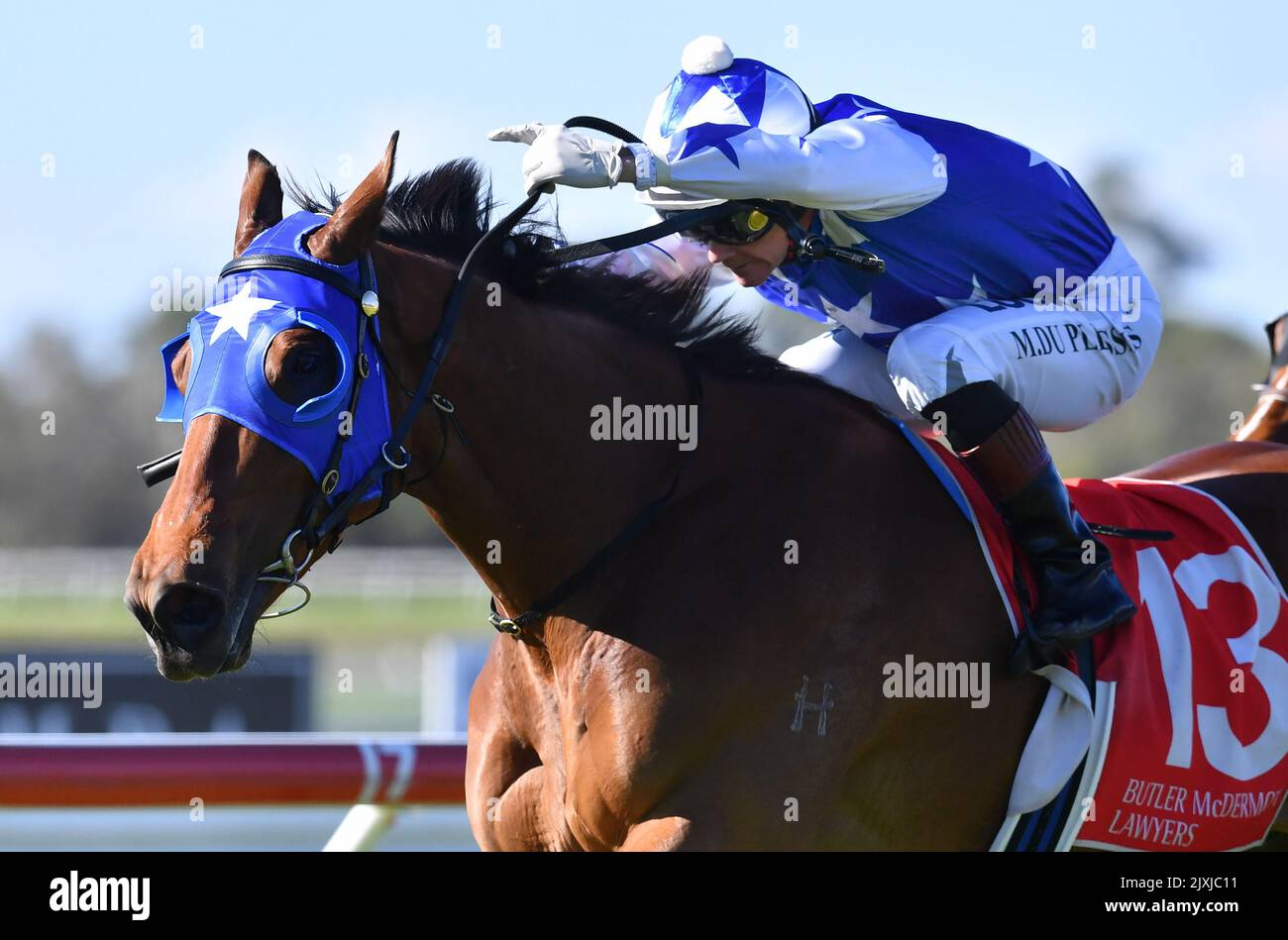 Jockey Mark Du Plessis rides Bluebrook to win race 5, the Cooper Small ...
