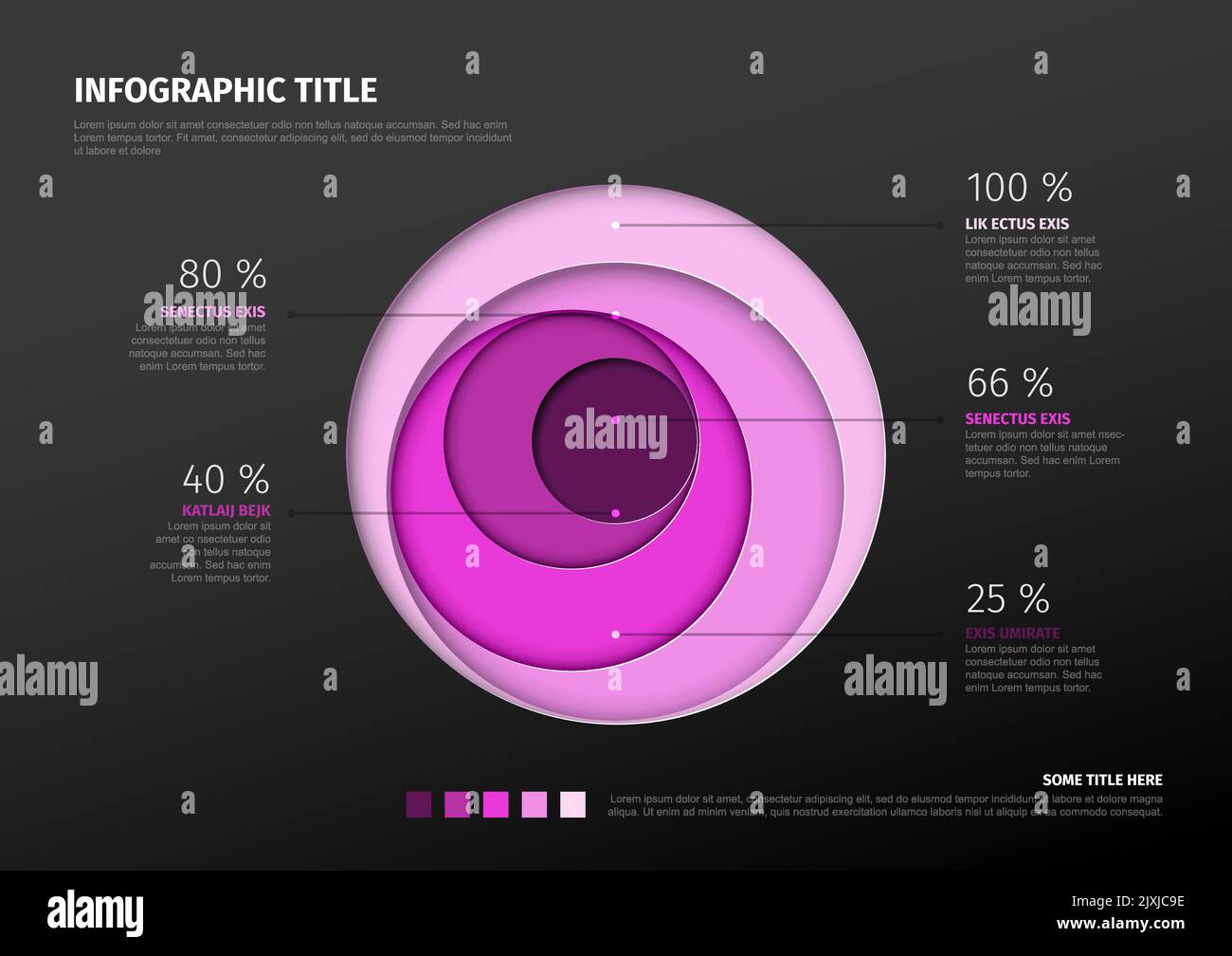 Vector Infographic circle layers template with five level volume share ...