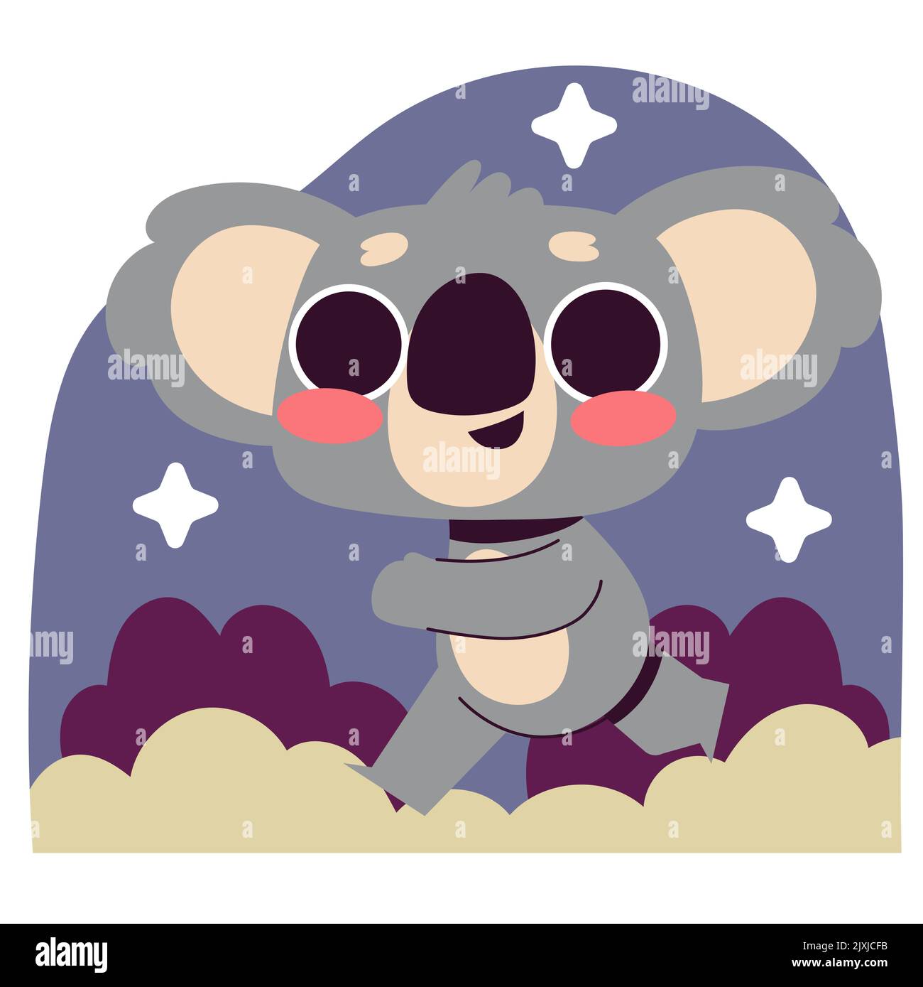 Hand drawn cartoon naive koala sticker set Vector illustration Stock ...