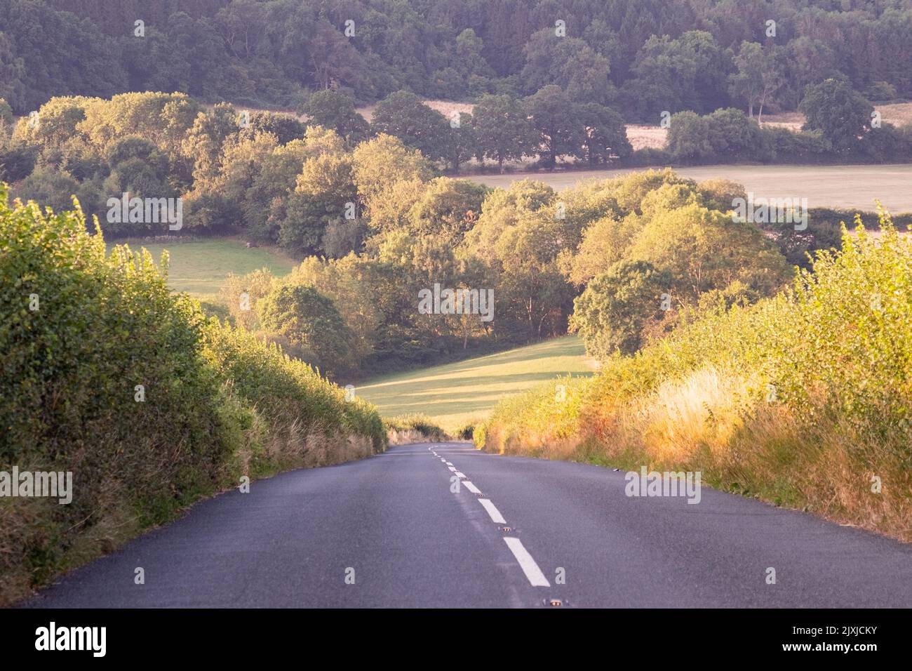 A beautiful rural country road in Gloucestershire, England- UK Stock ...