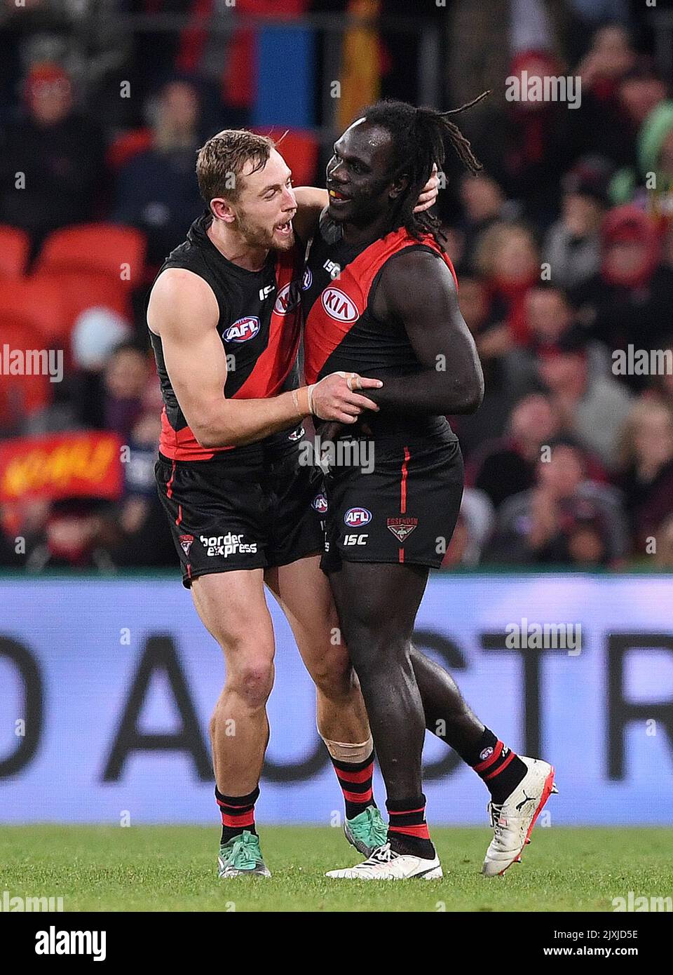 Devon Smith (left) reacts with Anthony McDonald-Tipungwuti after he ...