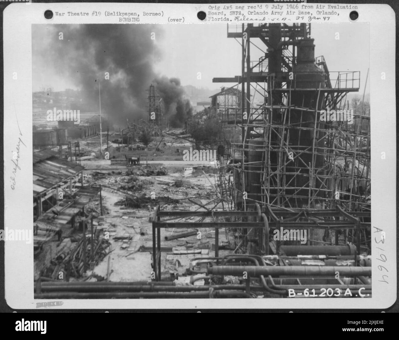 General view of Pandasari area, showing destruction by fire and bombing ...