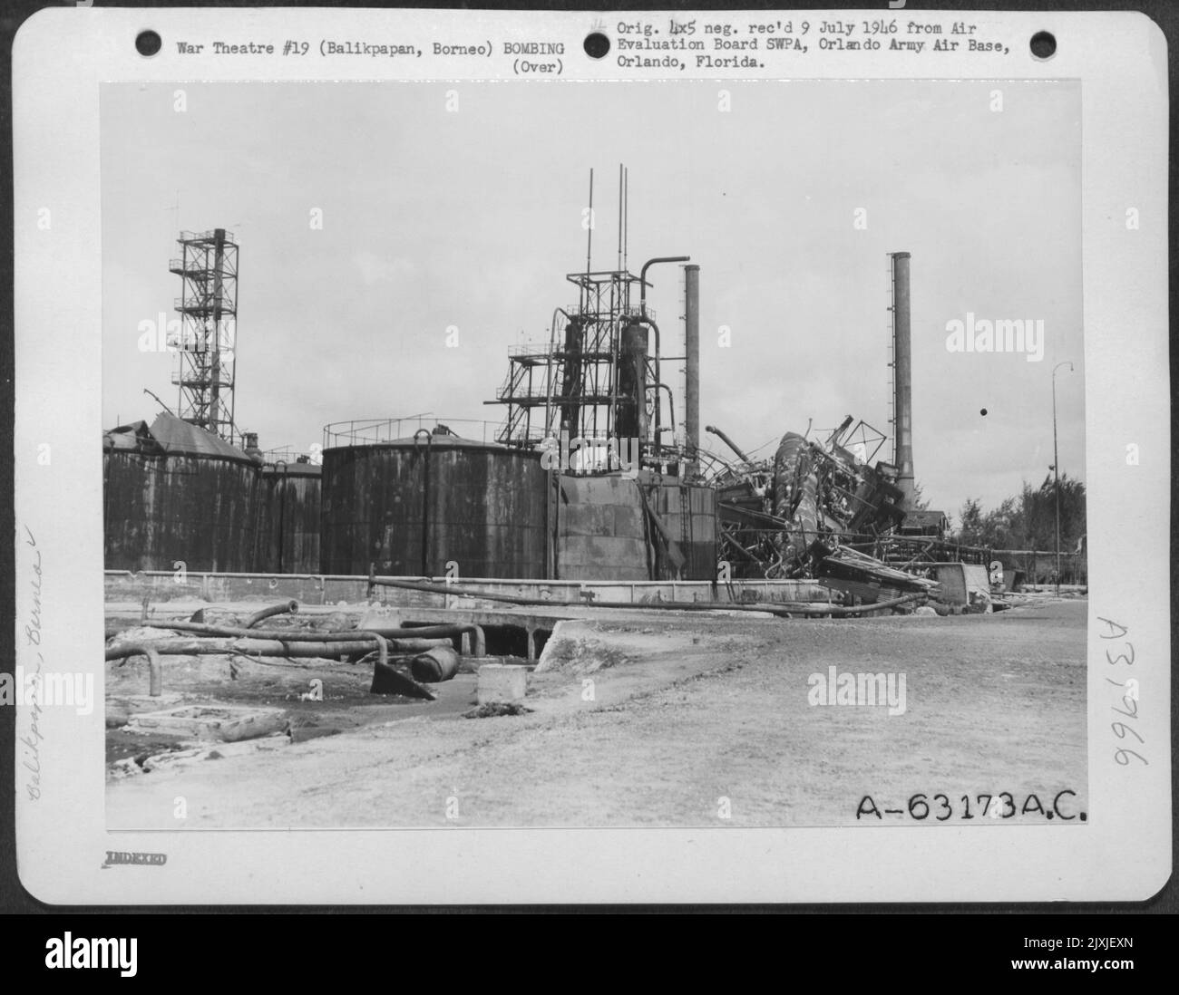 Balikpapan Operation July 1-31, 1945-Close-up of the gasoline plant on ...