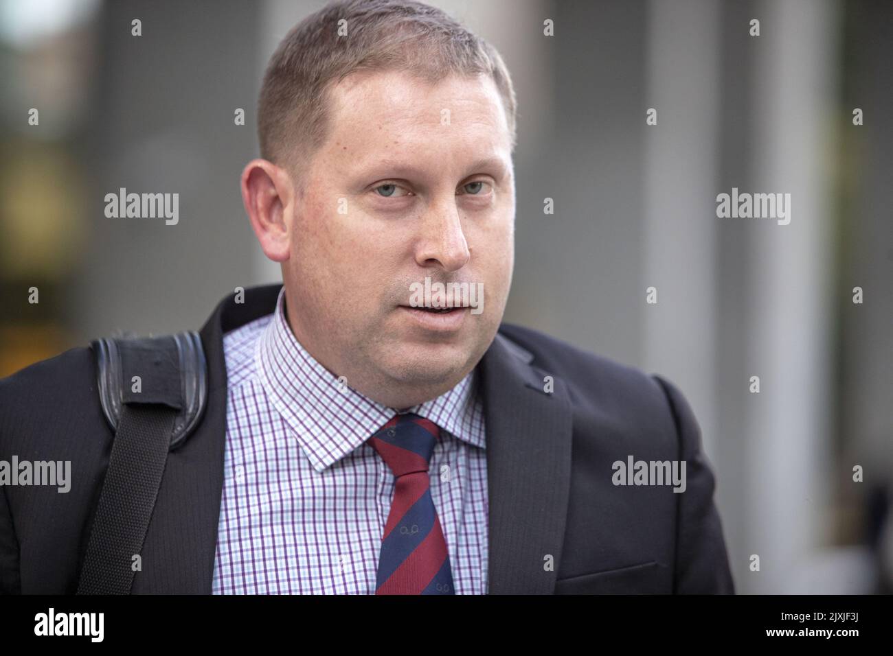 Detective Senior Constable Brett Long leaves the Supreme Court, in ...