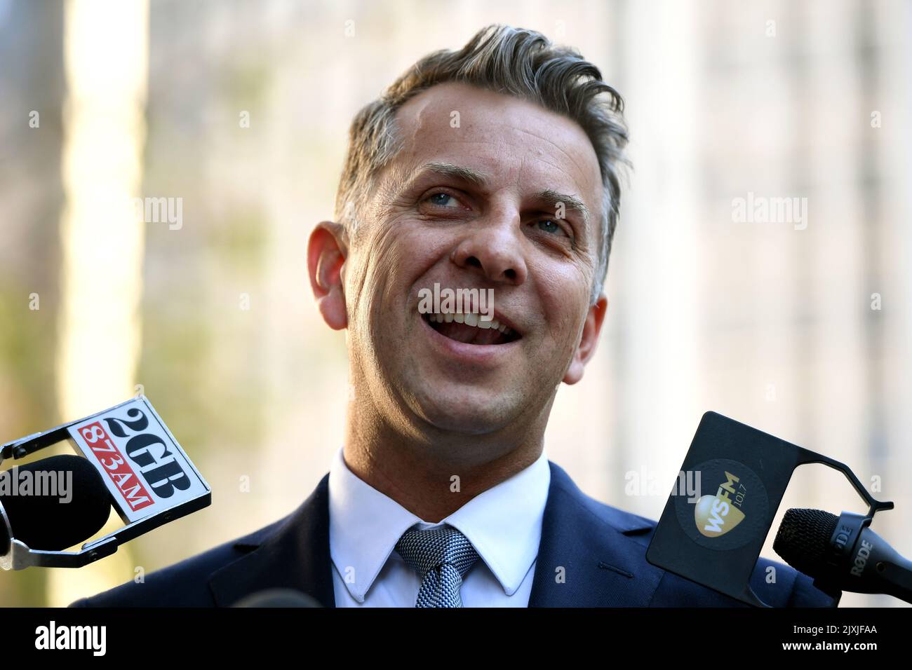 NSW Transport Minister Andrew Constance speaks to the media in Sydney ...