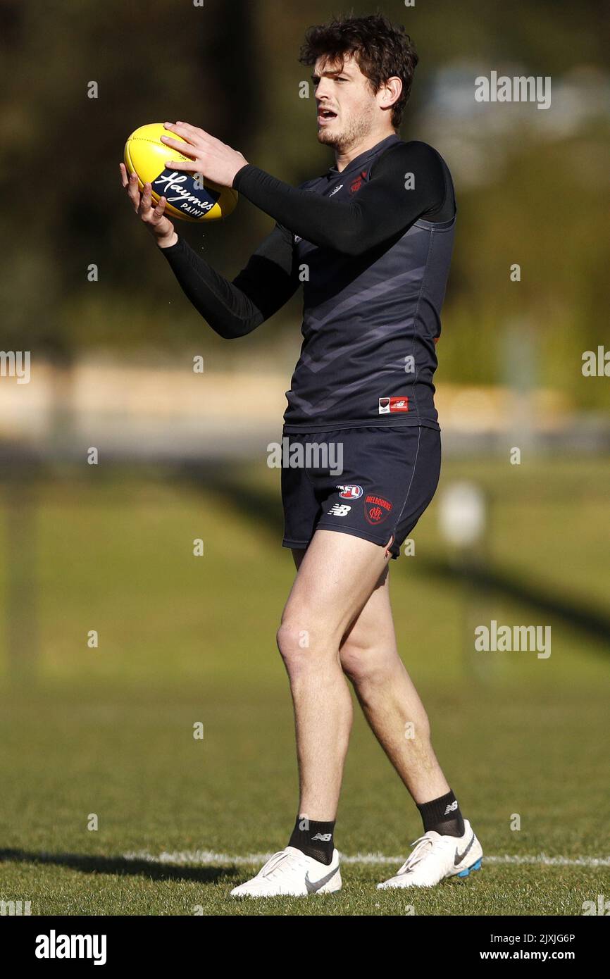 Angus Brayshaw is seen during a Melbourne Demons training session at ...