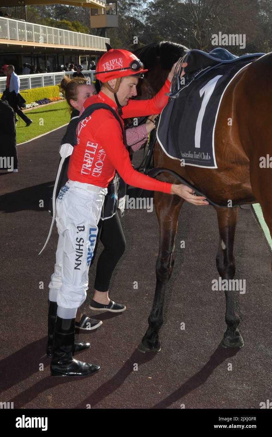 Jockey Blake Shinn is seen after riding Island Missile to win race 4 ...