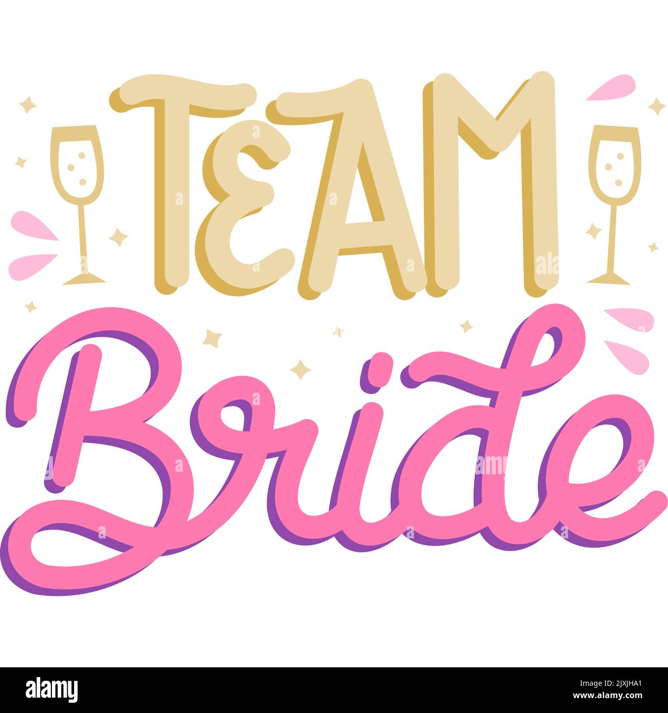Colorful lettering bachelorette party set Vector illustration Stock ...