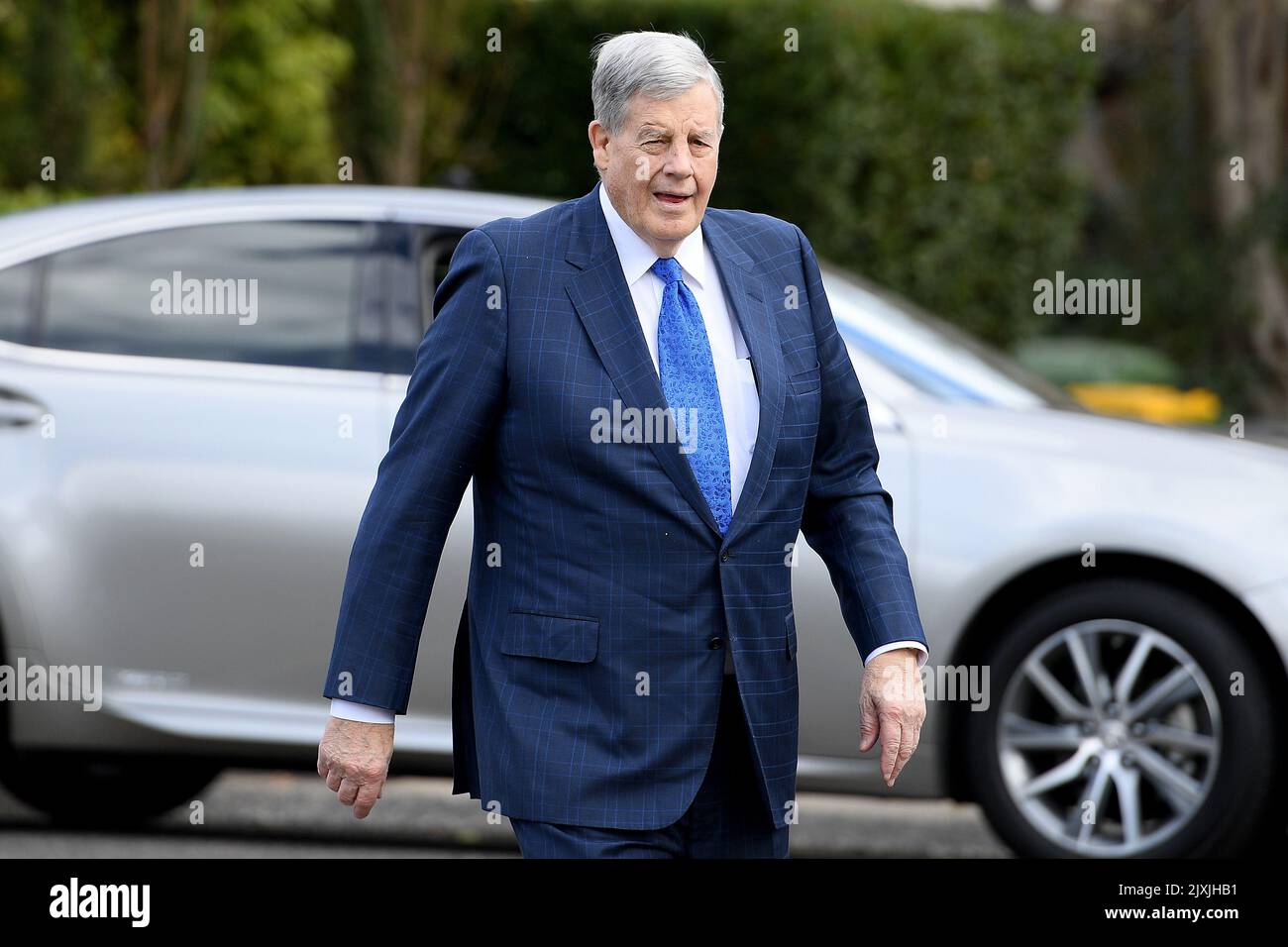 Former Seven Network CEO David Leckie arrives at the funeral service ...