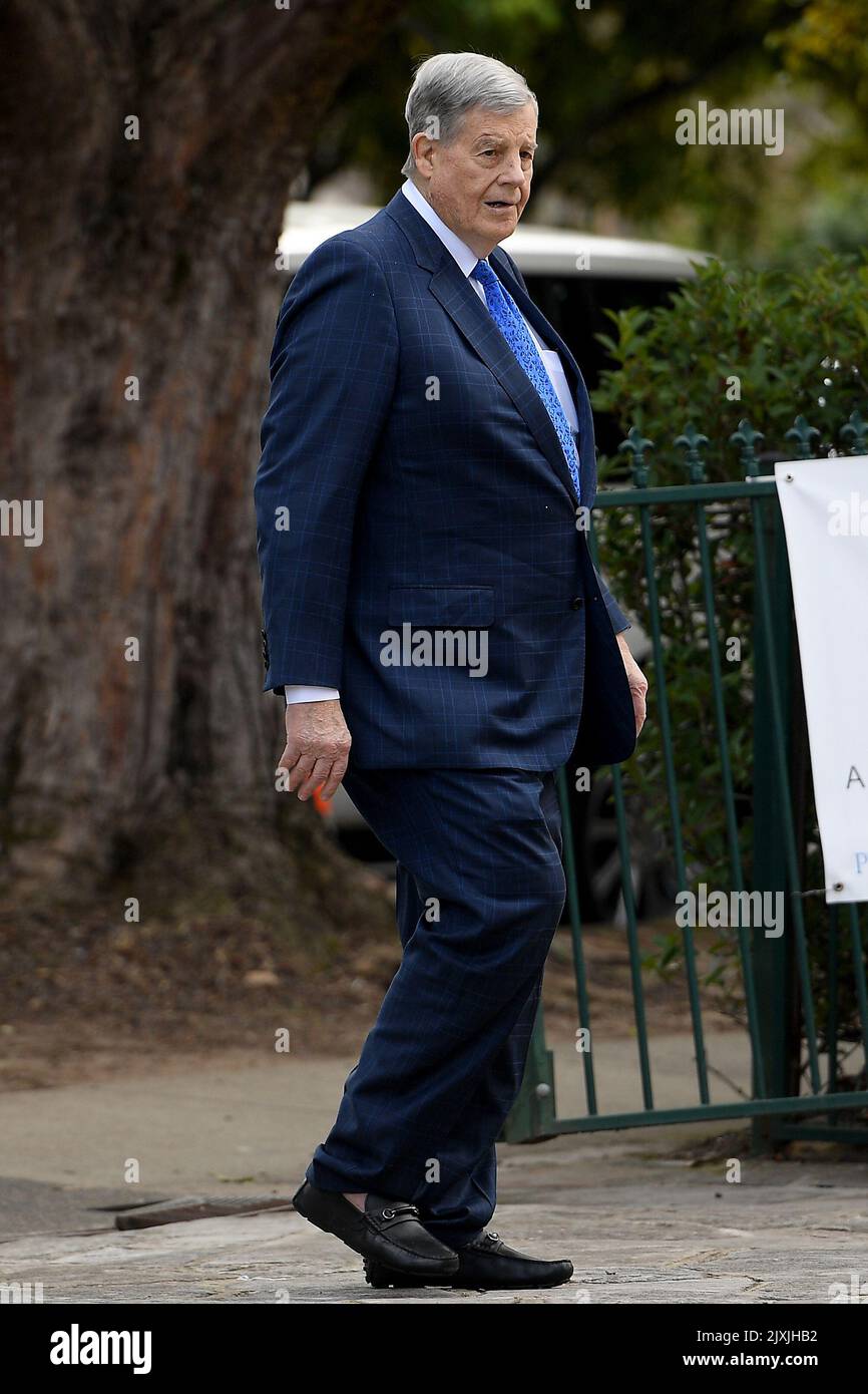 Former Seven Network CEO David Leckie arrives at the funeral service ...