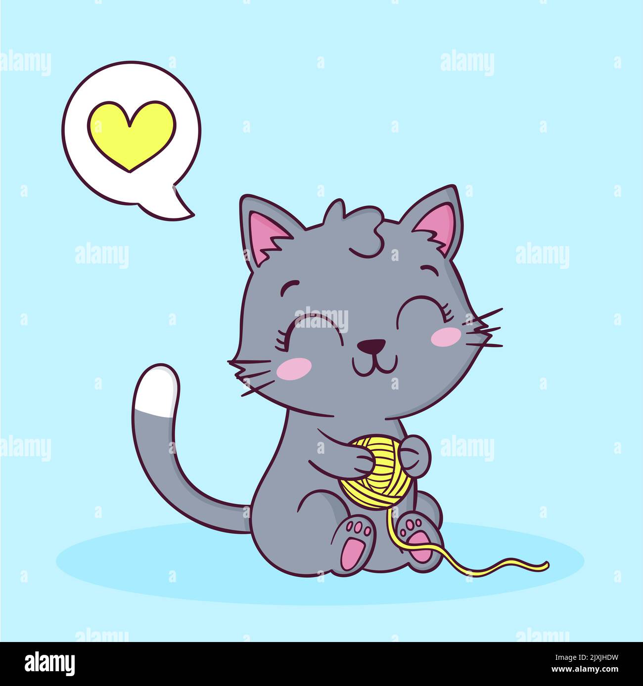 Hand drawn international cat day Vector illustration Stock Vector Image ...