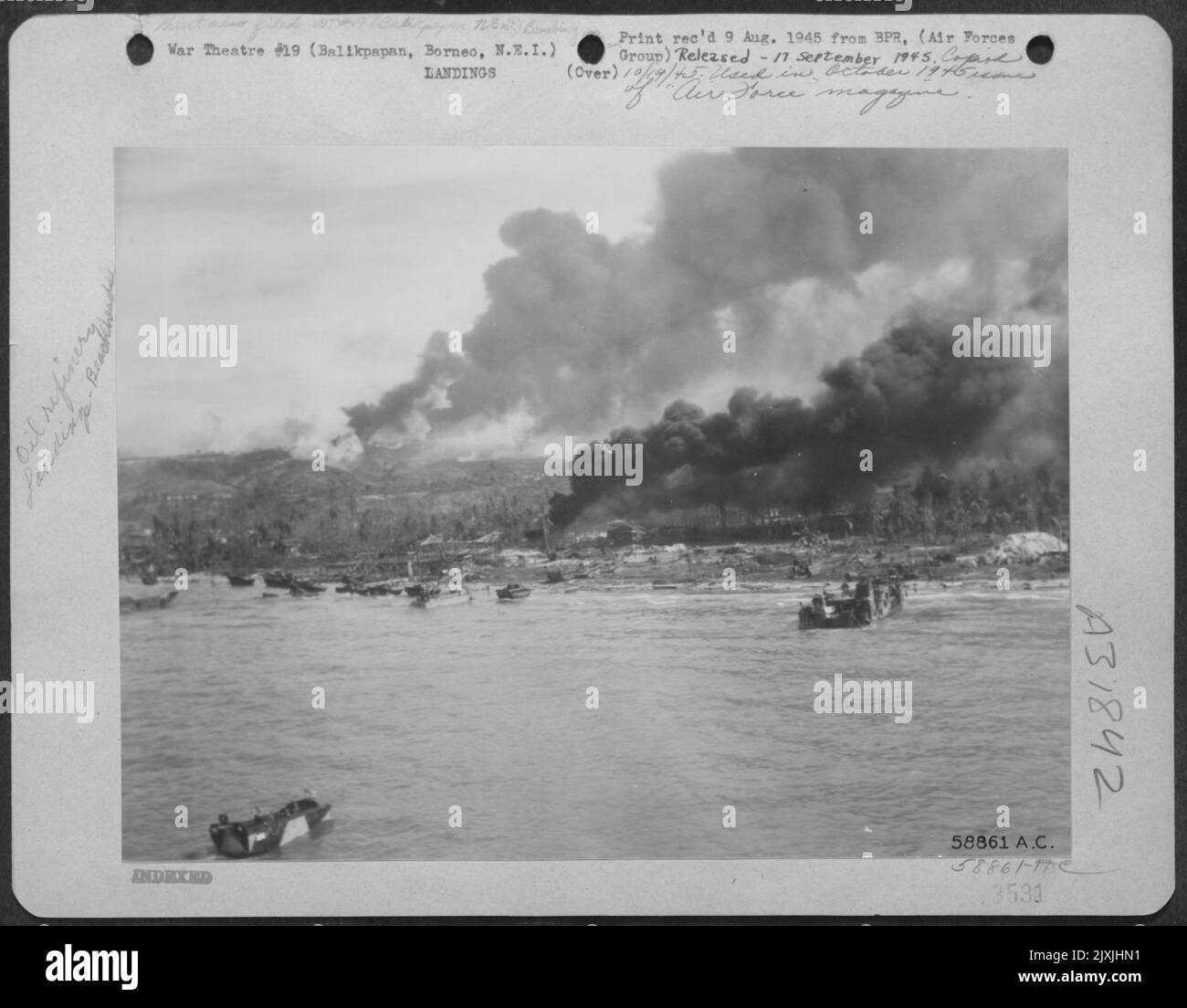 Australian landing craft reach the beach at Balikpapan to launch the ...