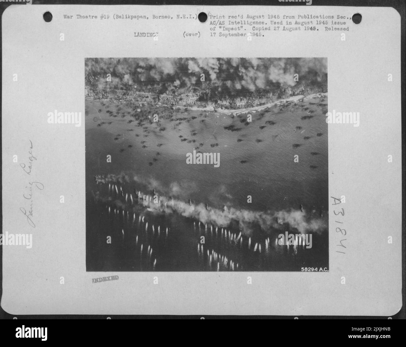 Borneo, Balikpapan, H-Hour minus 13, 1 July 1945. Shore installations ...