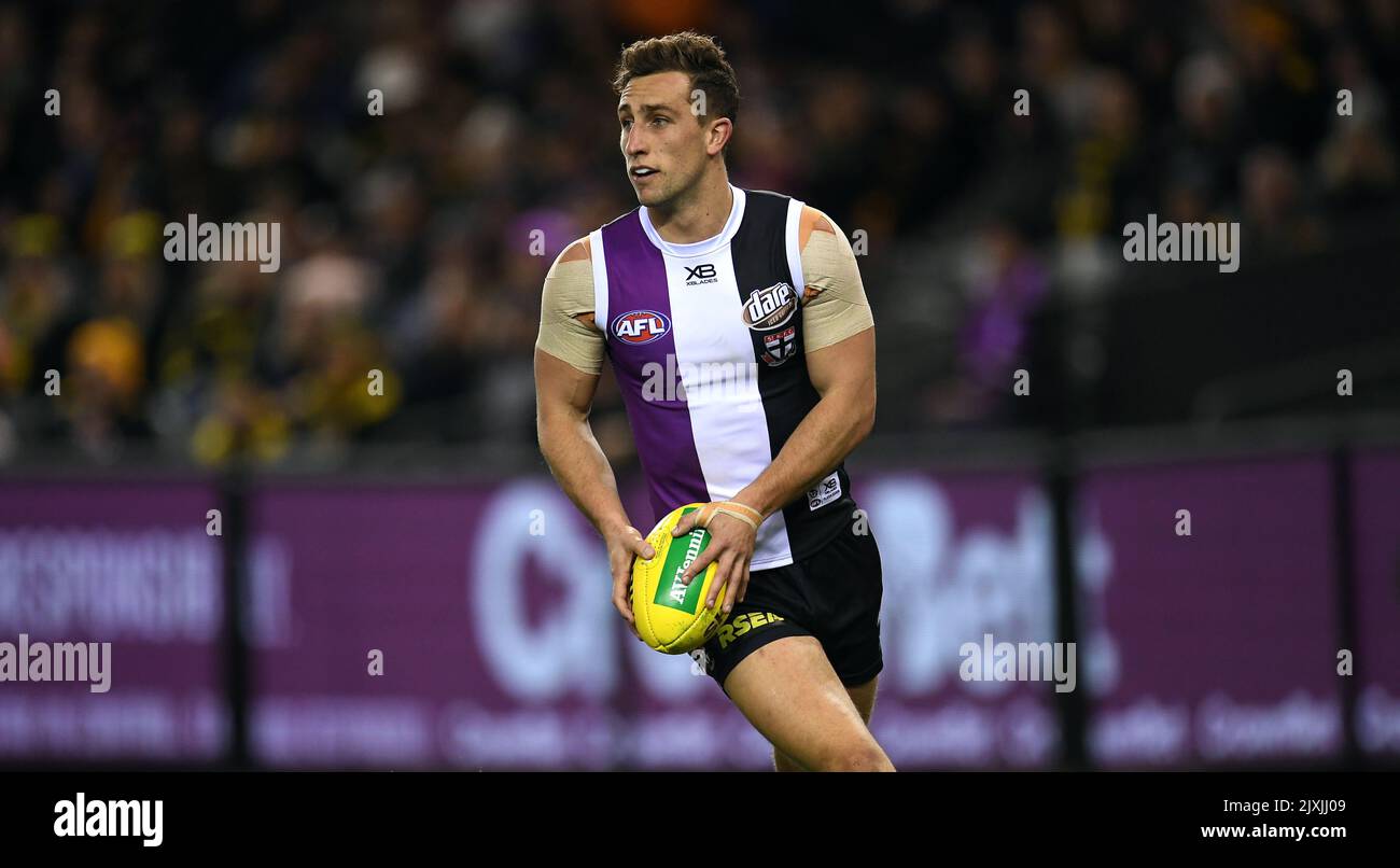 Luke Dunstan of the Saints is seen in action during the Round 17 AFL ...