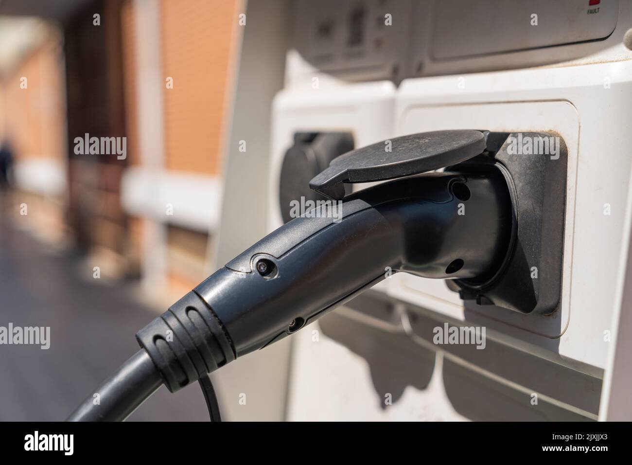 Charging station in the city of Valencia, Spain for electric cars with ...