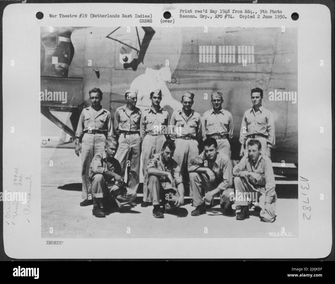 Lt. Thurston and crew of the 394th Bomb Squadron, 5th Bomb Group pose ...