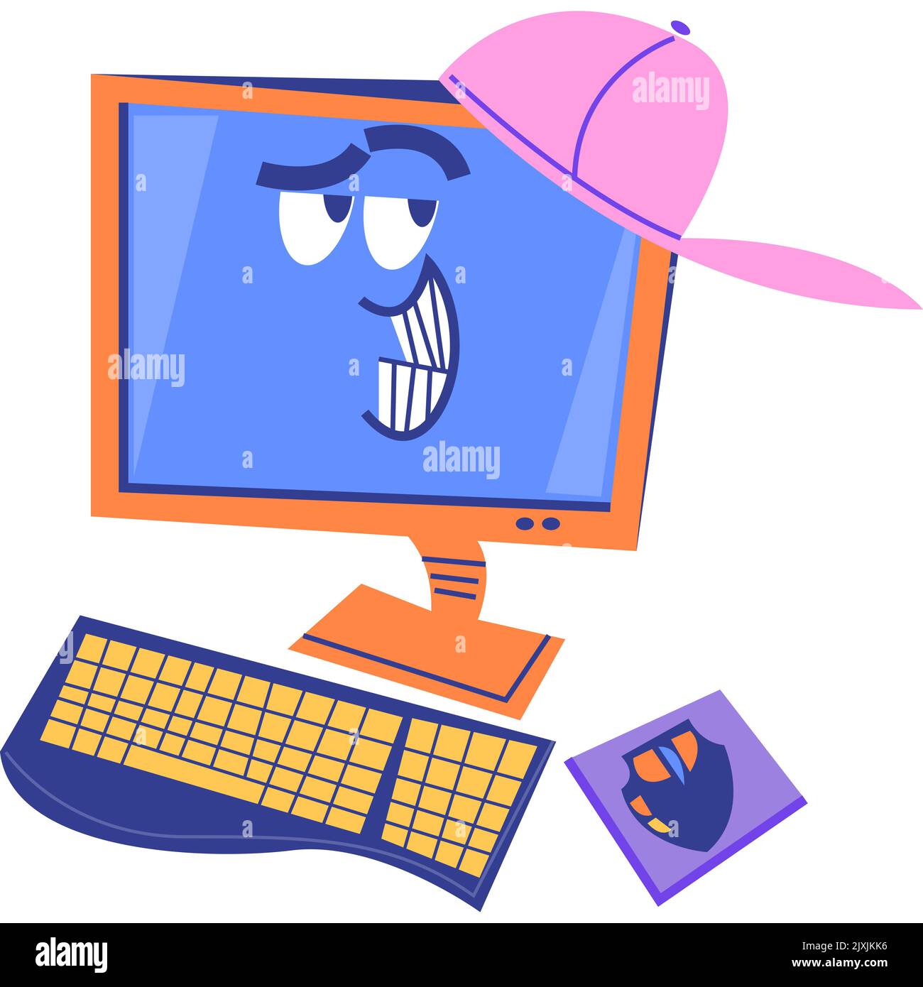 Retro cartoon computer sticker set Vector illustration Stock Vector ...