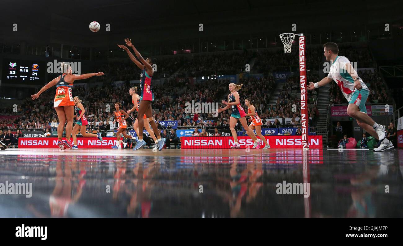 Susan Pettitt of the Giants and Jo Weston of the Vixens during the ...