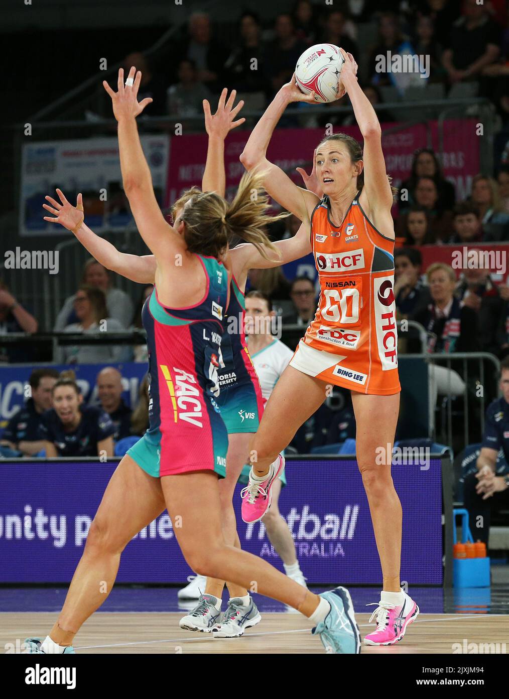 Rebecca Bulley of the Giants during the Round 11 Super Netball match ...