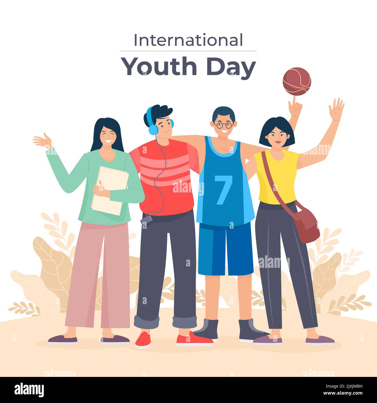 International age group day hand drawn flat Vector illustration Stock ...