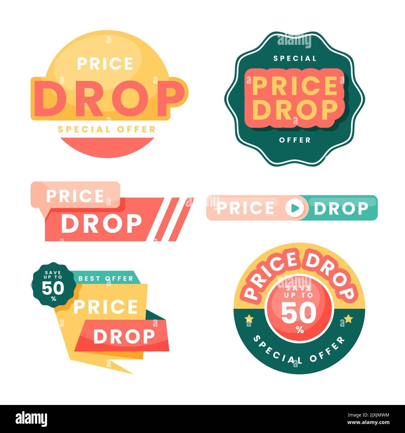 Flat design price drop label set Vector illustration Stock Vector Image ...