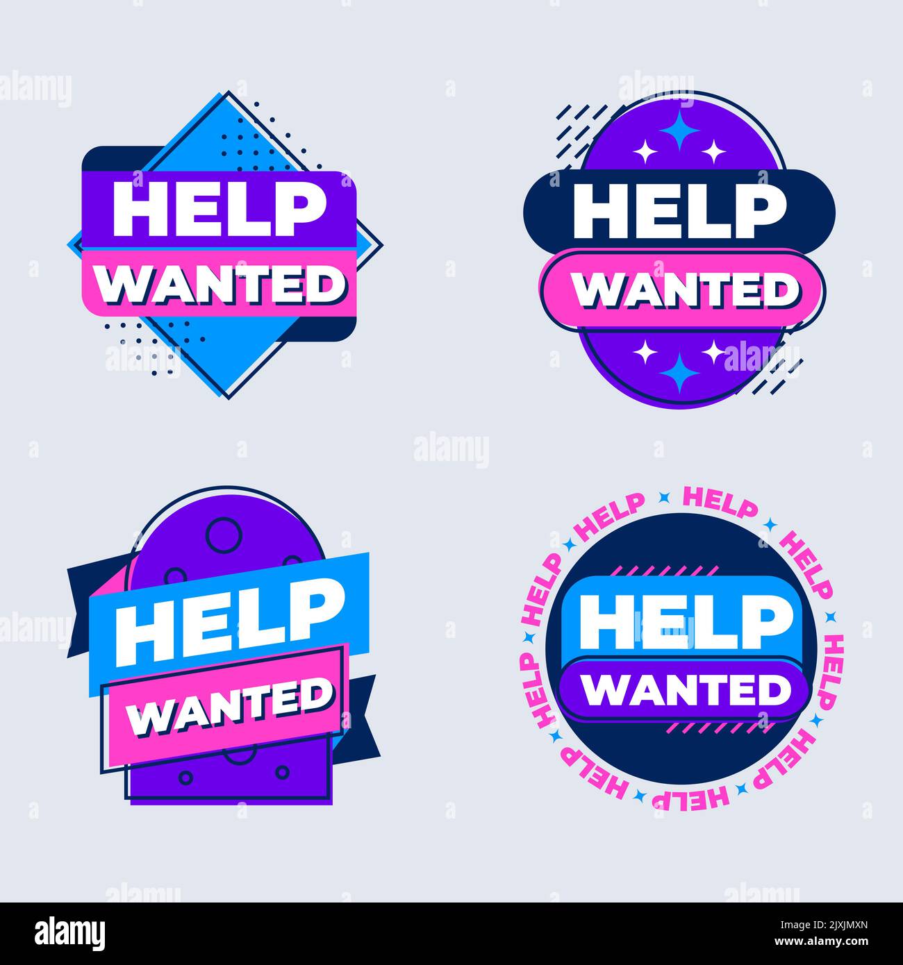 Flat design help wanted label set Vector illustration Stock Vector ...