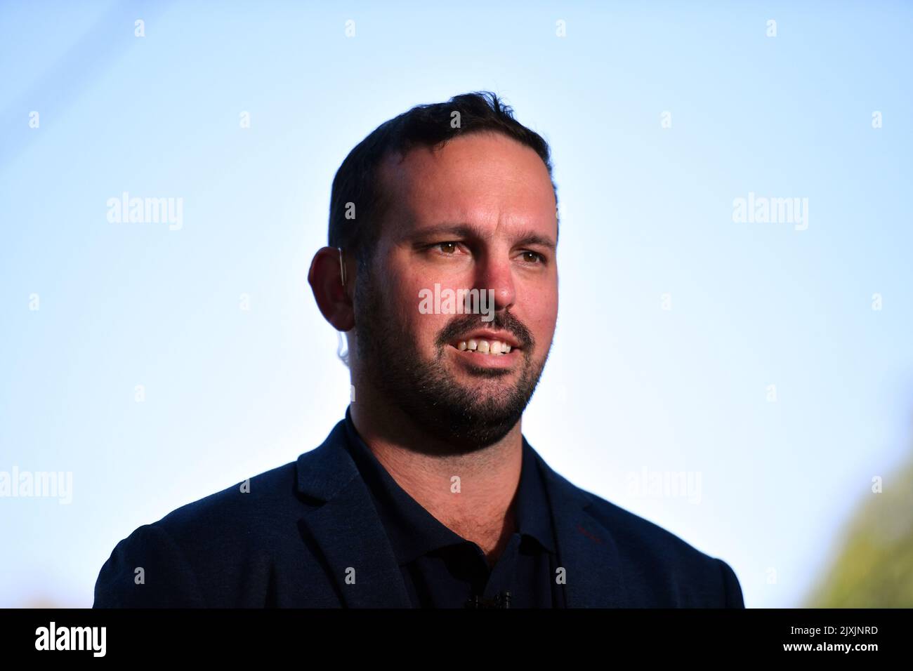 One Nation candidate for Longman Matthew Stephen is seen at a pre ...
