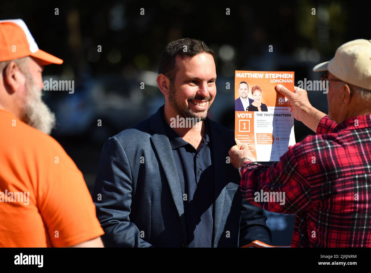 One Nation candidate for Longman Matthew Stephen is seen at a pre ...