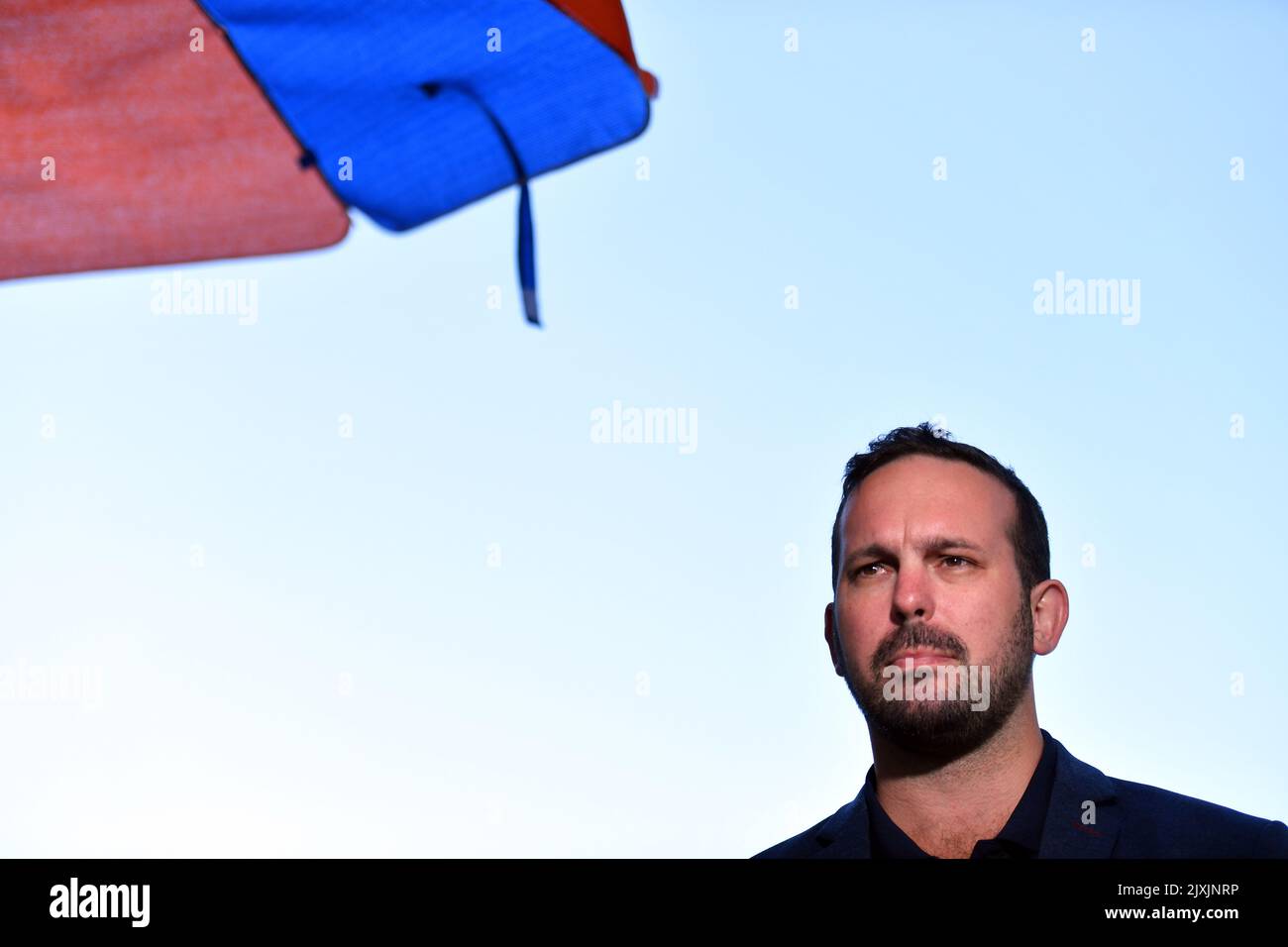 One Nation candidate for Longman Matthew Stephen is seen at a pre ...