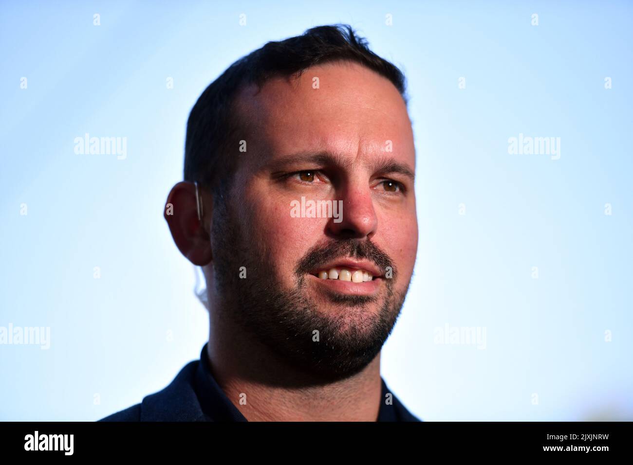 One Nation candidate for Longman Matthew Stephen is seen at a pre ...