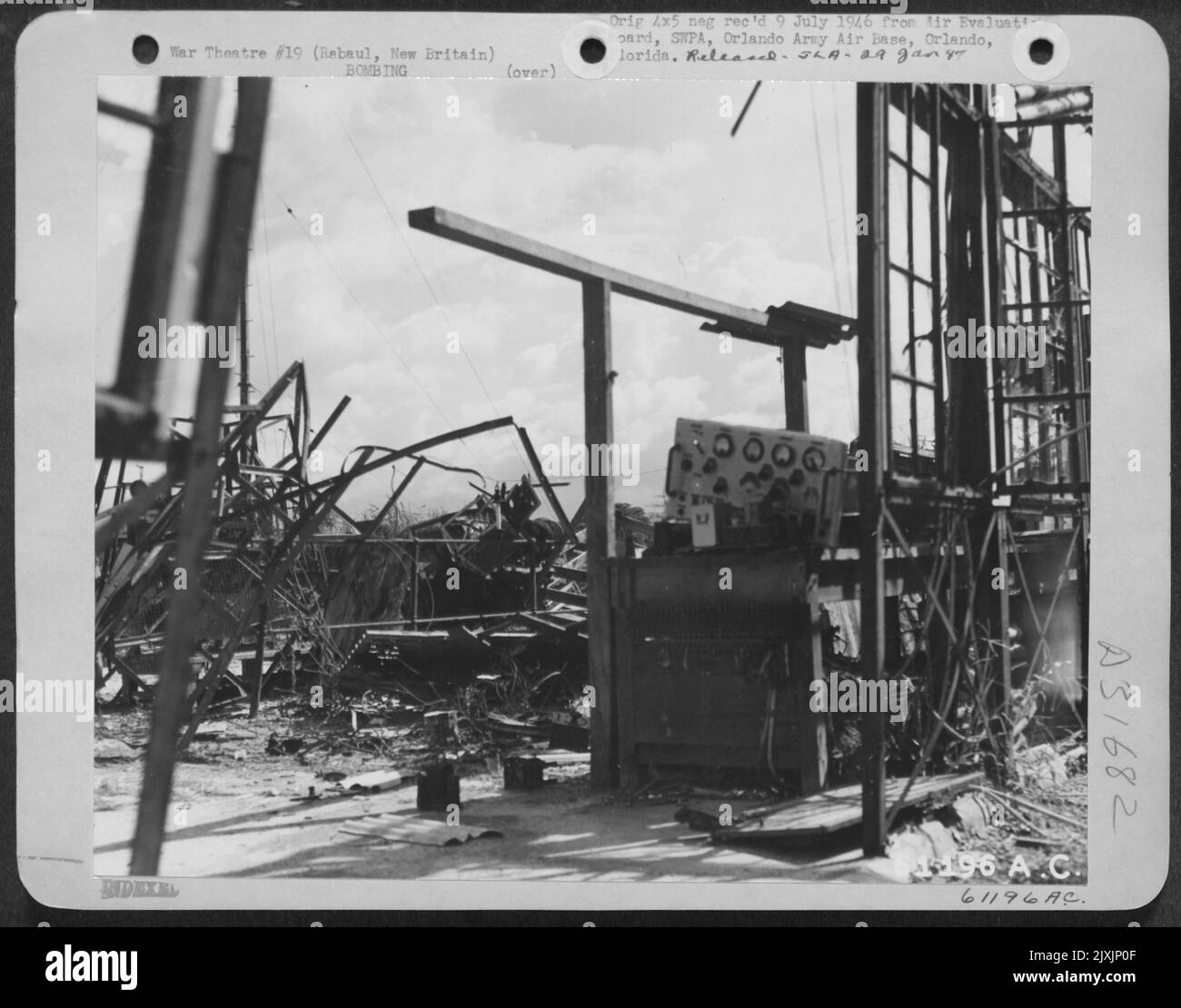 Transmitting station completely destroyed by bombing in first United ...