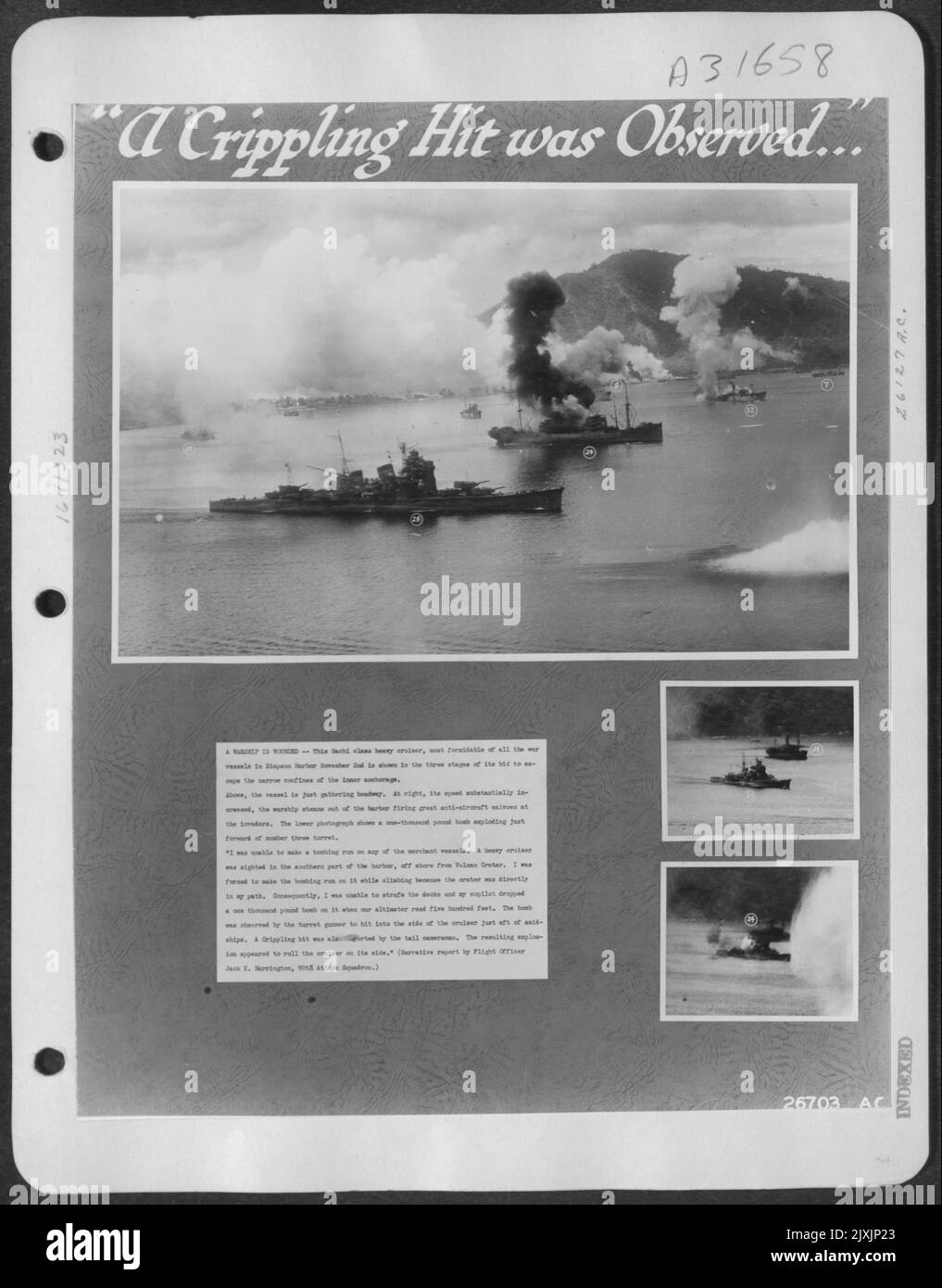 A WARSHIP IS WOUNDED--this Nachi class heavy cruiser, most formidable ...