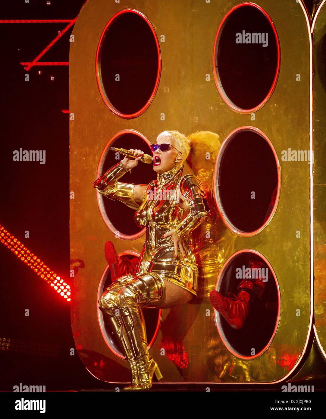 Singer Katy Perry performs during at her opening show at Perth Arena in ...