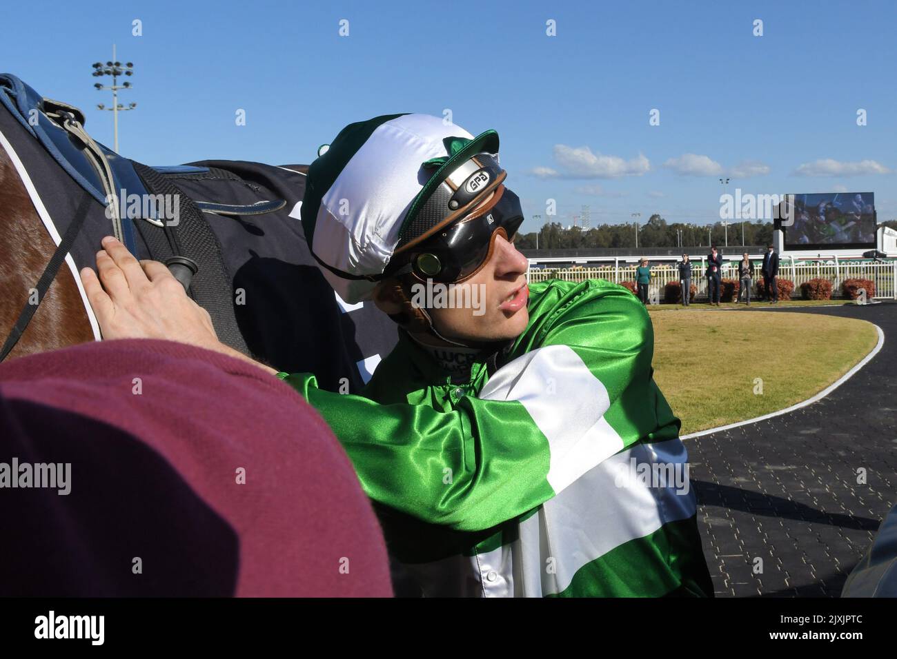 Jockey Blake Shinn is seen after riding Smart Ain't He to win race 2 ...