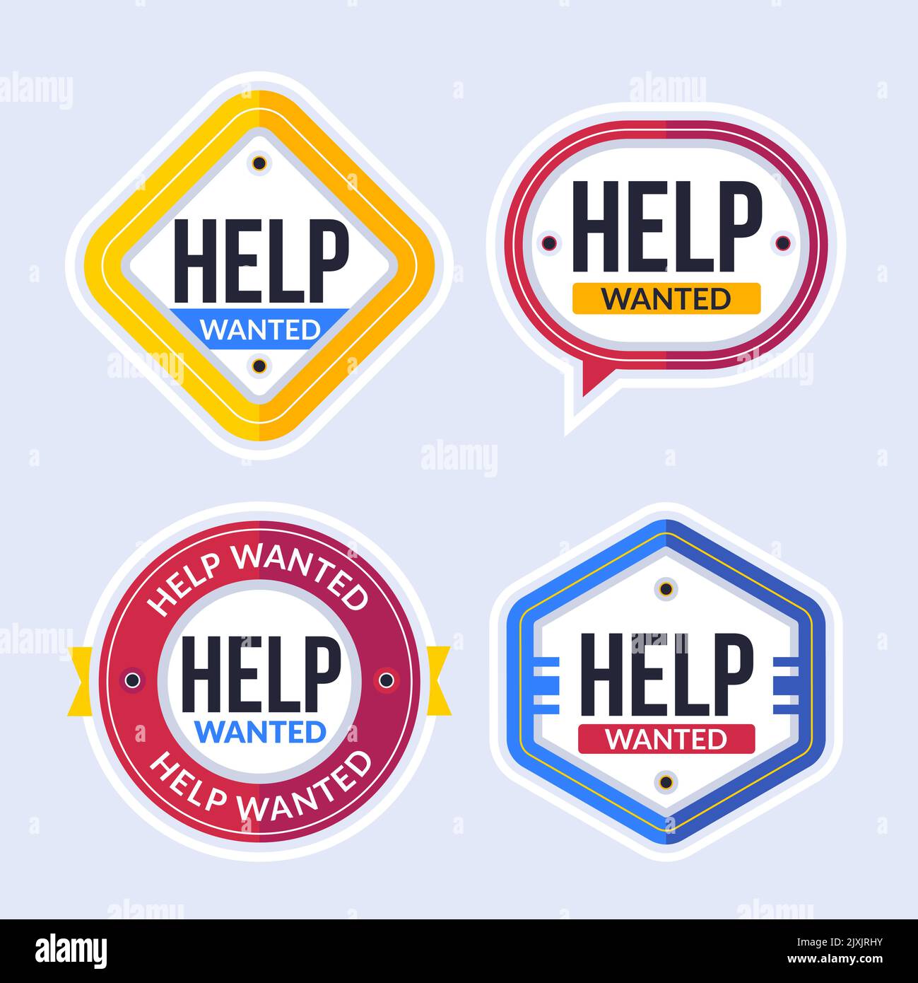 Flat design help wanted badges design Vector illustration Stock Vector ...