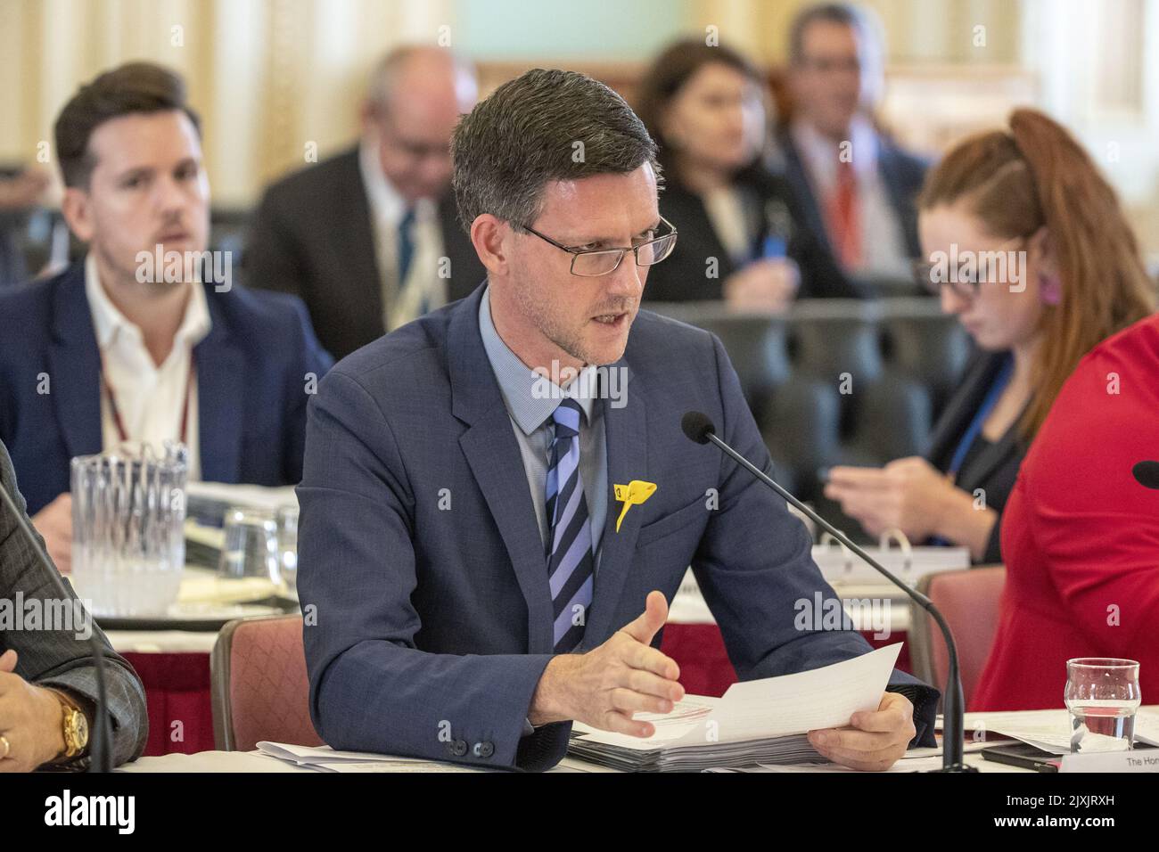 Queensland Minister for Transport and Main Roads Mark Bailey fronts a ...