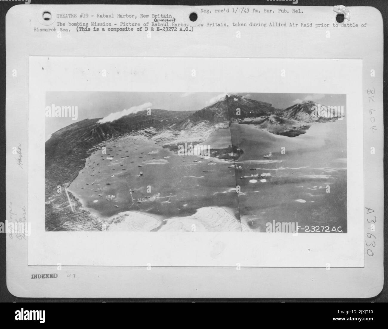 The bombing Mission-Picture of Rabaul Harbor. New Britain, taken during ...