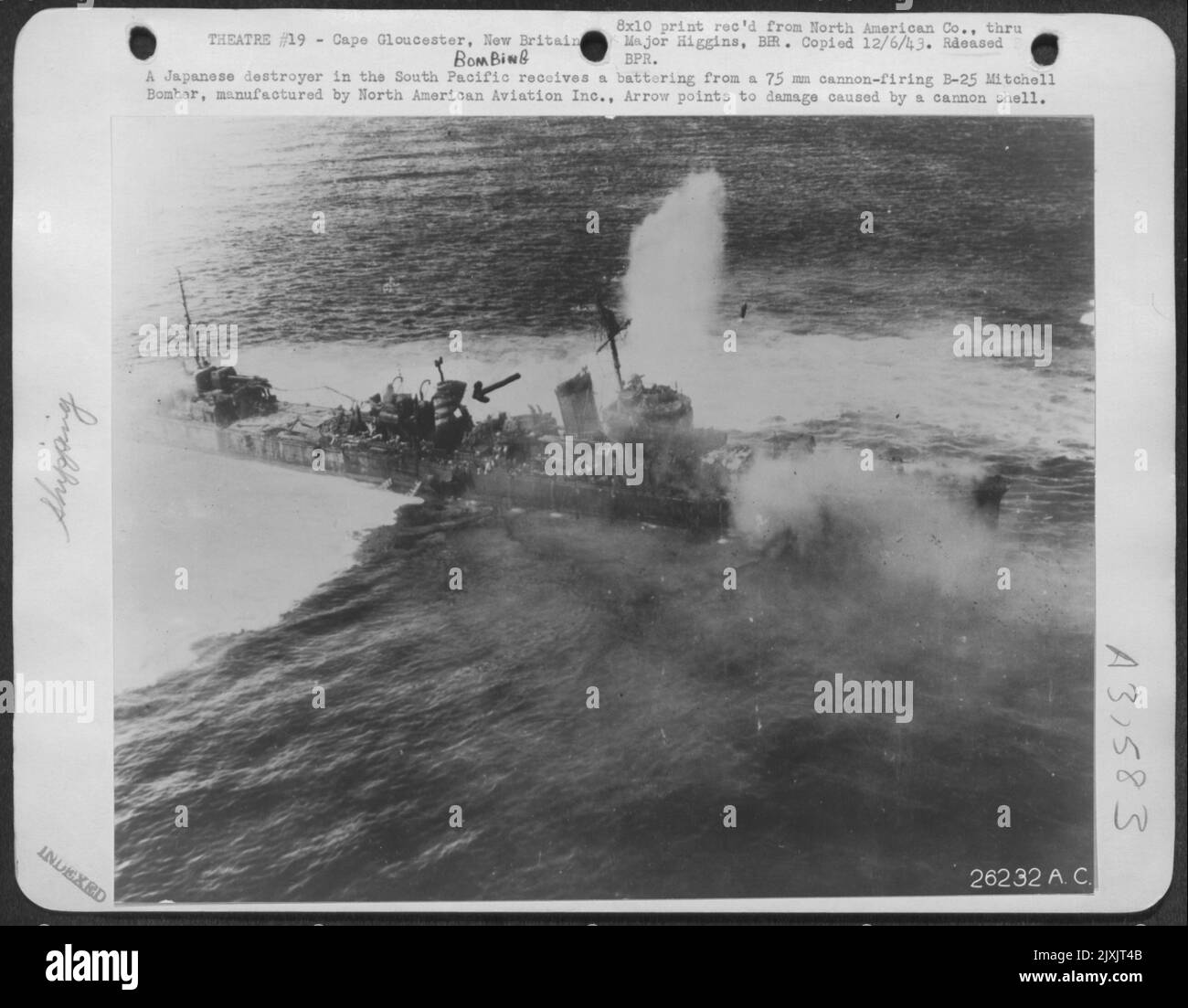 A Japaneseanese destroyer in the South Pacific receives a battering ...