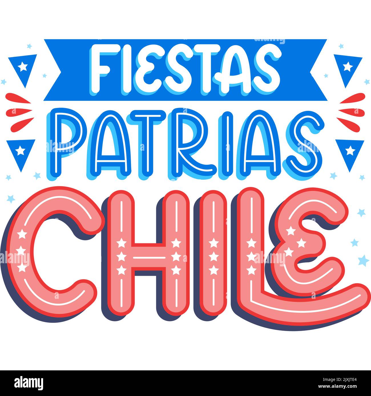 Colorful lettering chilean fiestas patrias set Vector illustration ...
