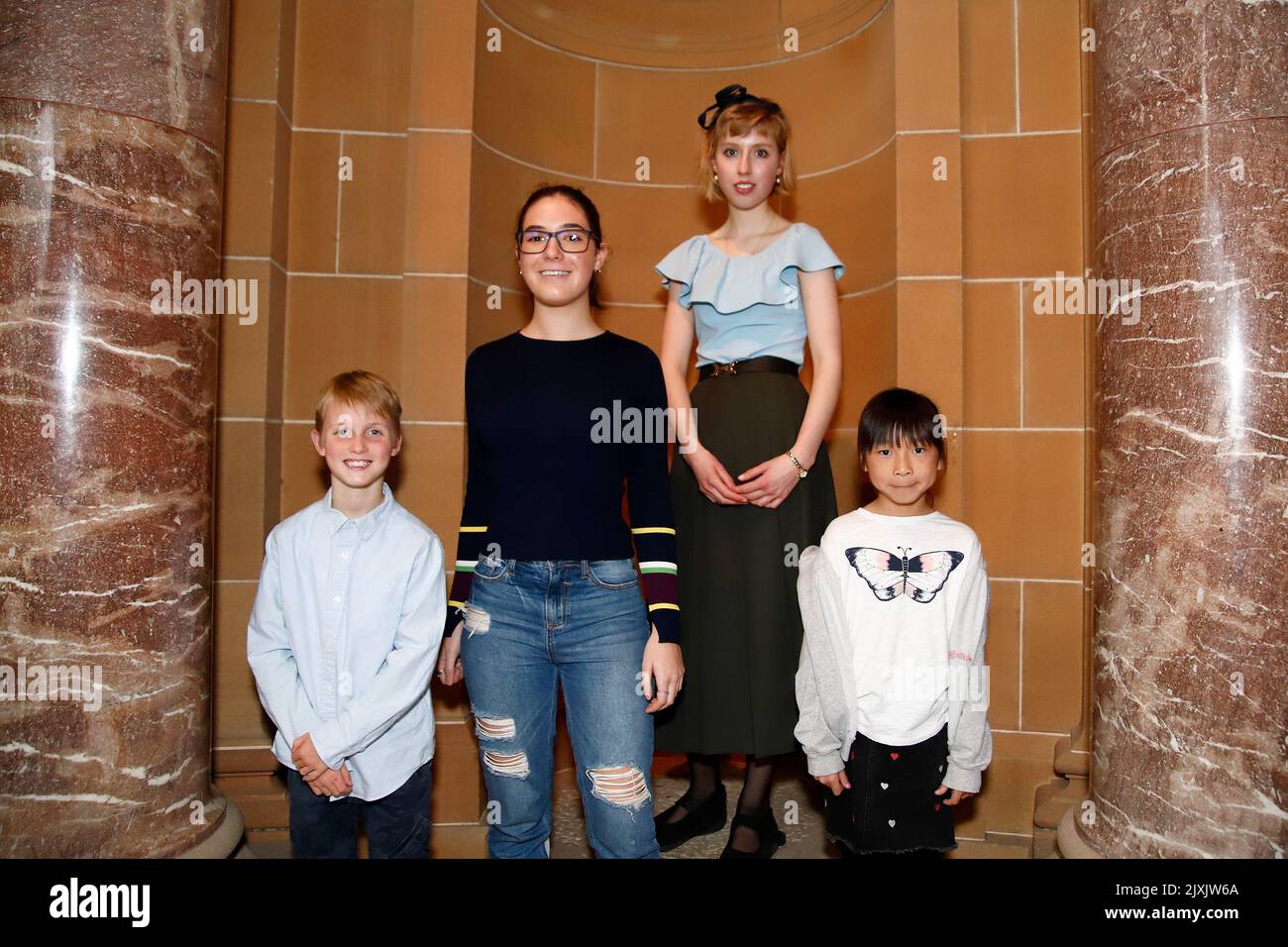 (L-R) Winners of the Young Archie Prize in their respective categories ...