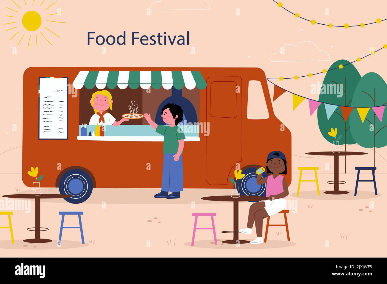 Flat design food festival Vector illustration Stock Vector Image & Art ...