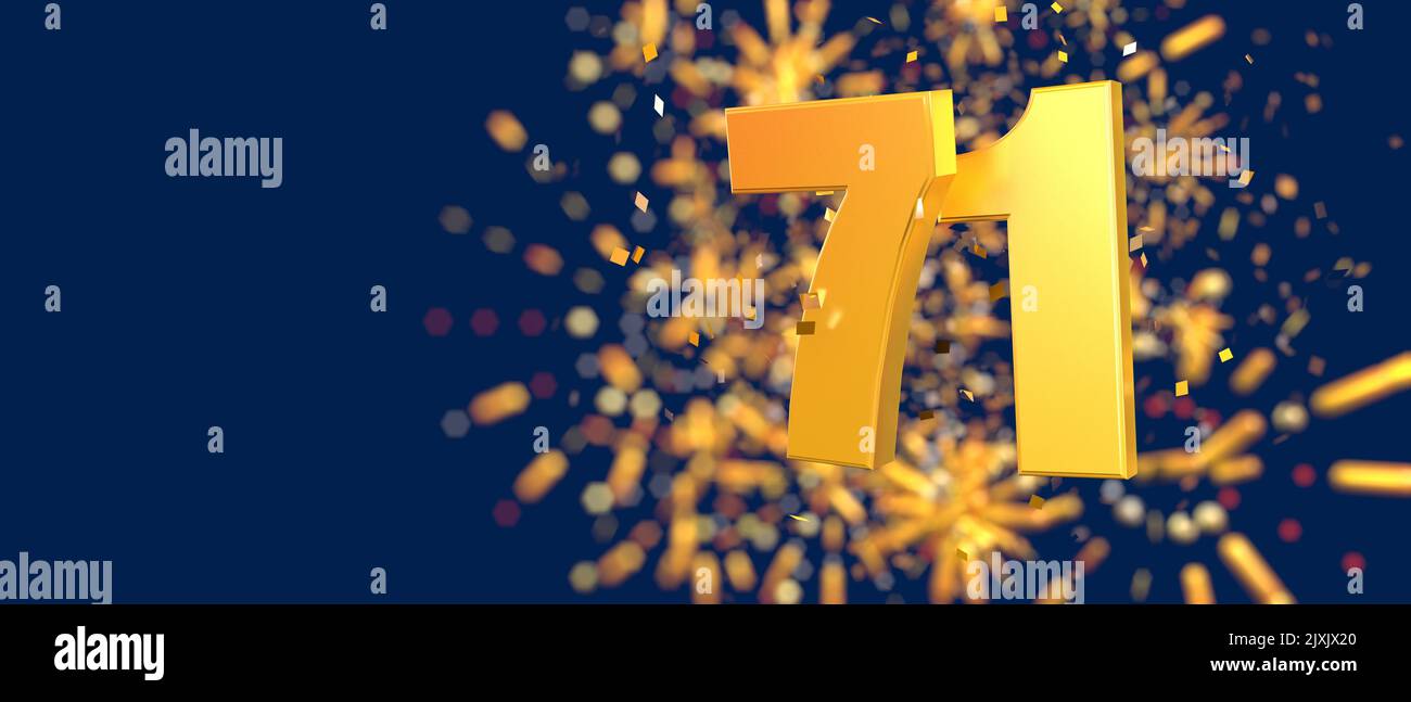 Gold Number 71 In The Foreground With Gold Confetti Falling And