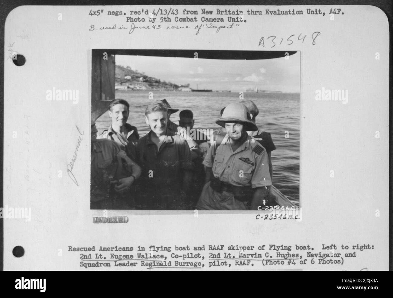 Rescued Americans in flying boat and RAAF skipper of Flying boat. Left ...