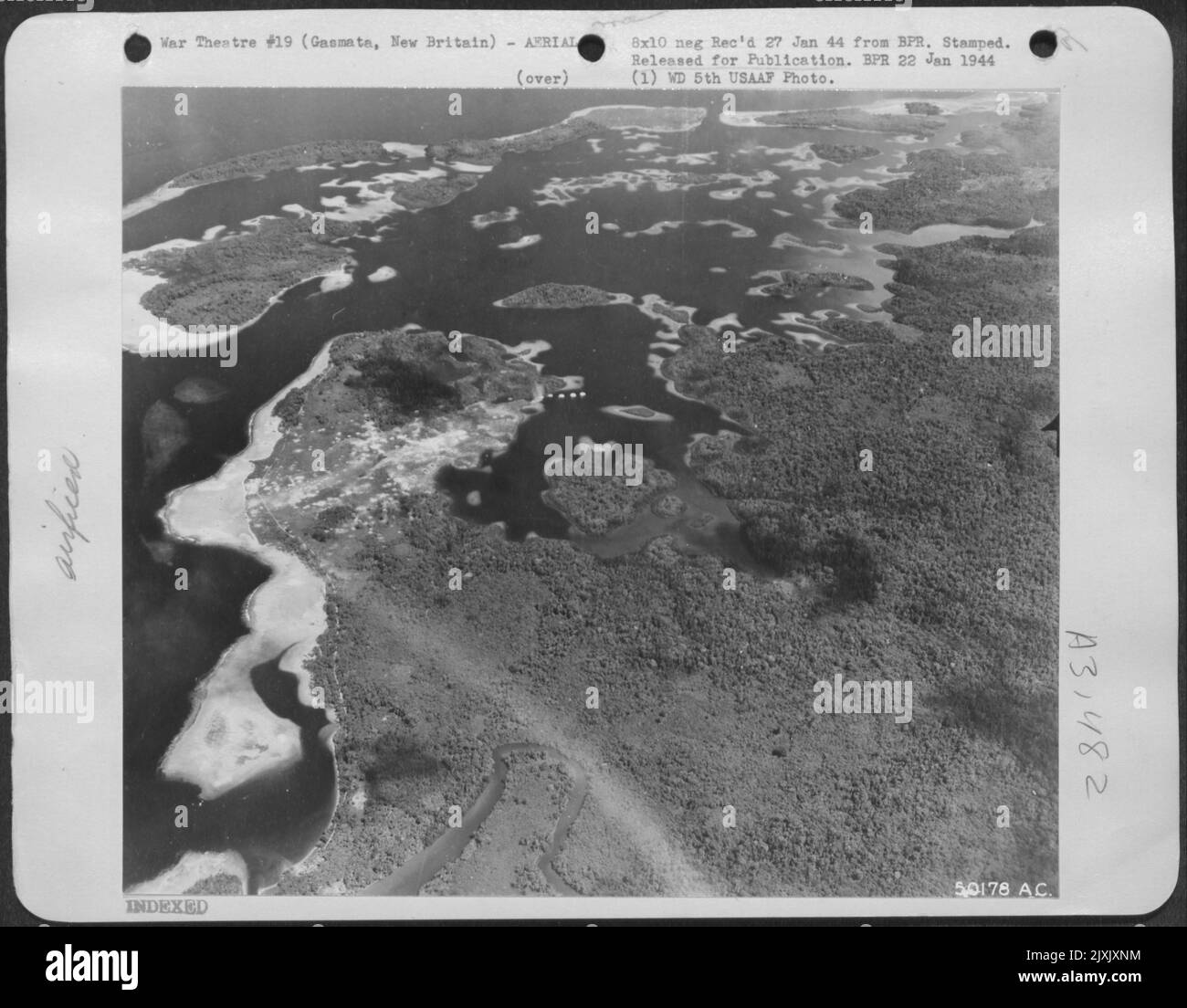 An aerial view of Gasmata, major Japaneseanese airfield on the South ...
